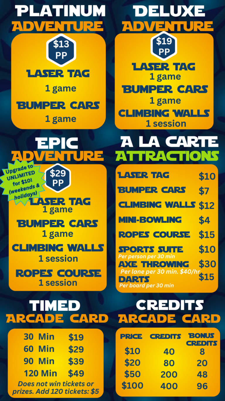 Prices and Packages - Epic Fun